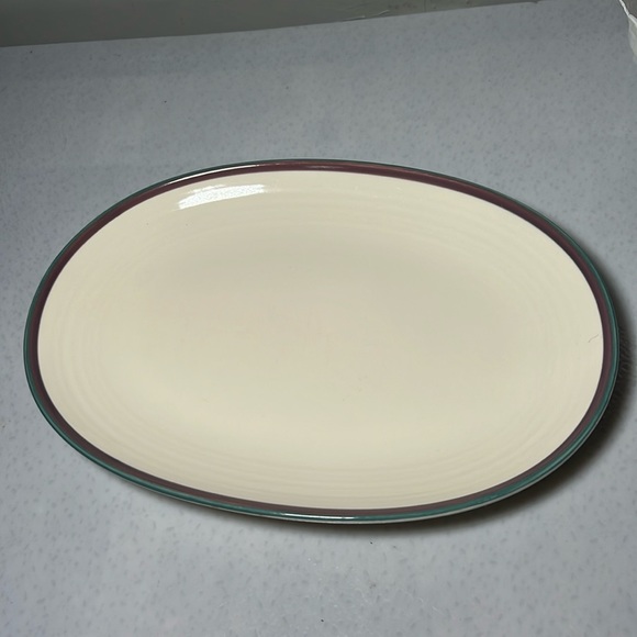 Pfaltzgraff | Dining | Vintage Pfaltzgraff Large Heavy Oval Platter White Turquoise Purple Rim ...
